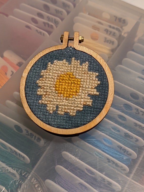 Chamomile Cross Stitch Pendant | Etsy