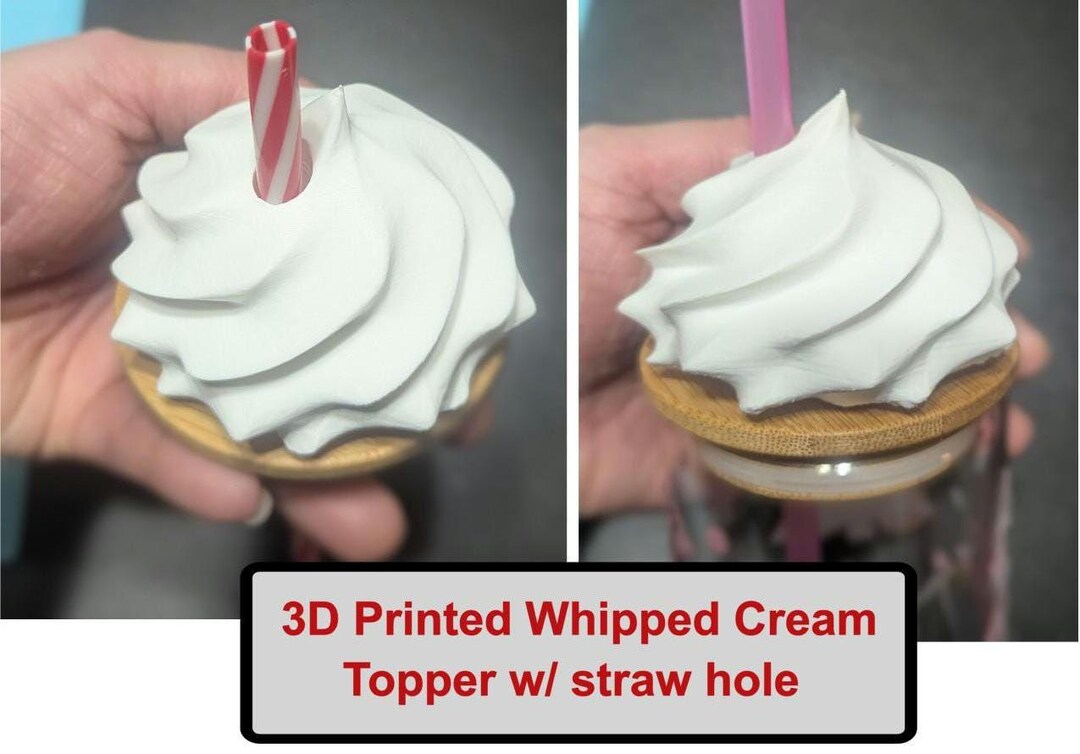 3D Printed Whipped Cream Topper W/ Straw Hole - Etsy