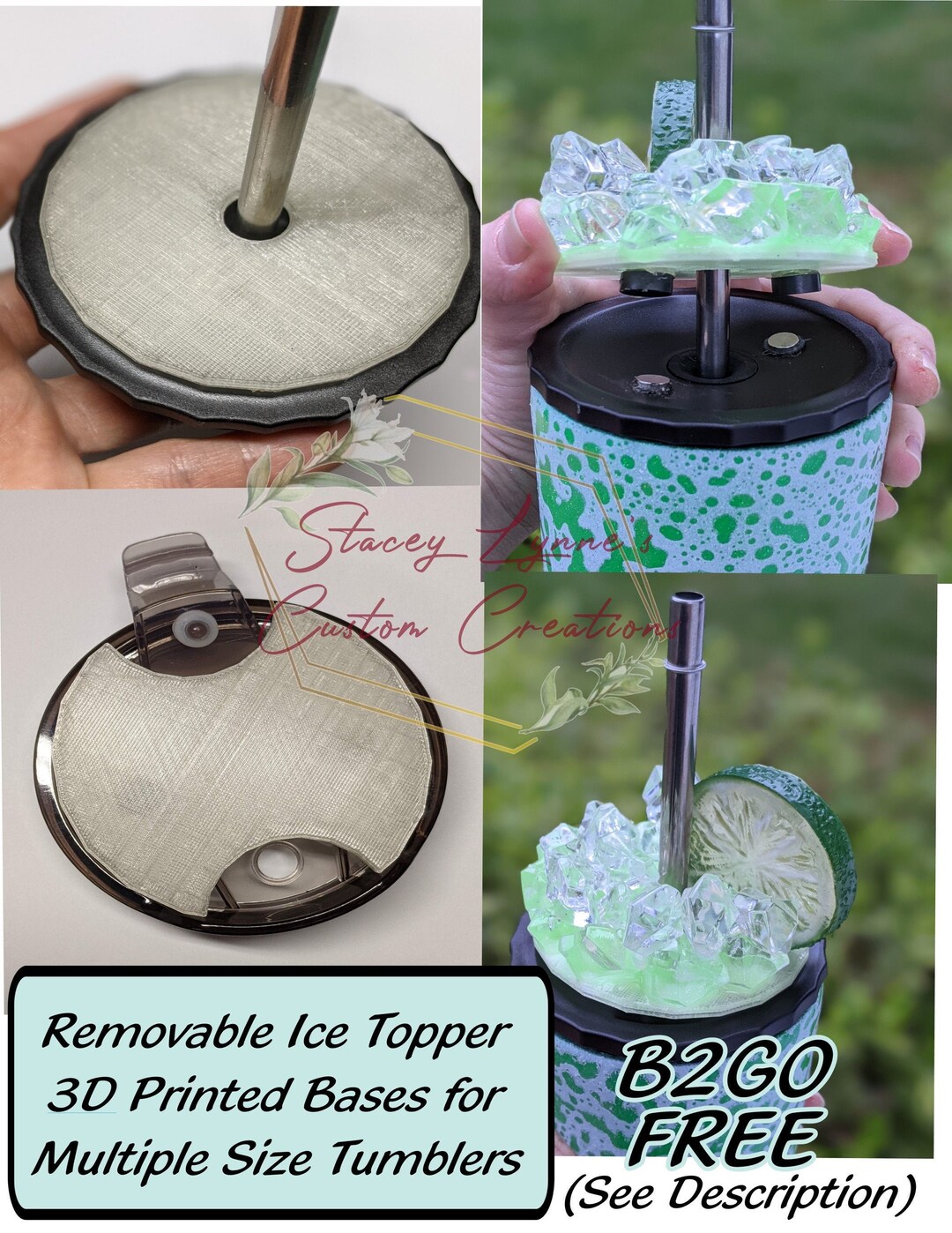 Tumbler Ice Topper 3D Printed Base | Removable Ice Topper | Multiple ...