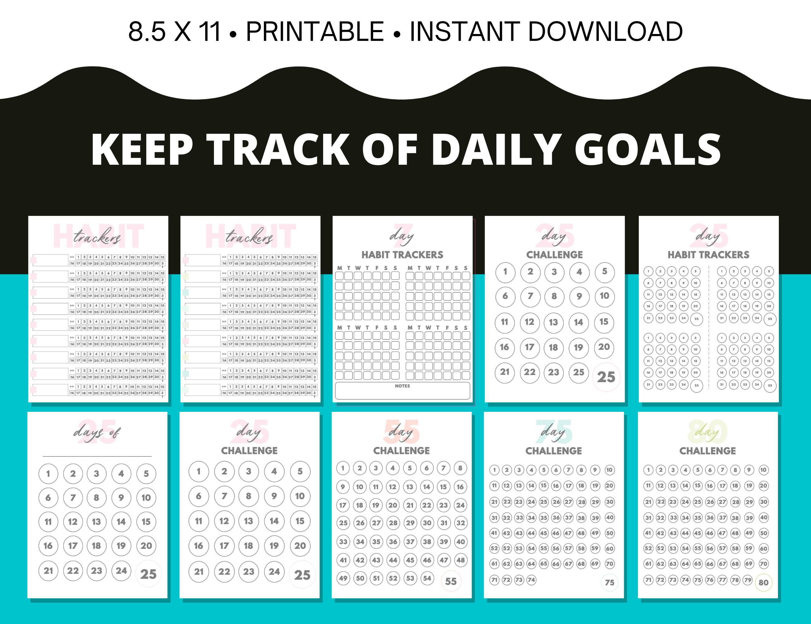 Habit Tracker Printable PDF, Goal Tracker Calendar Template, Goal ...