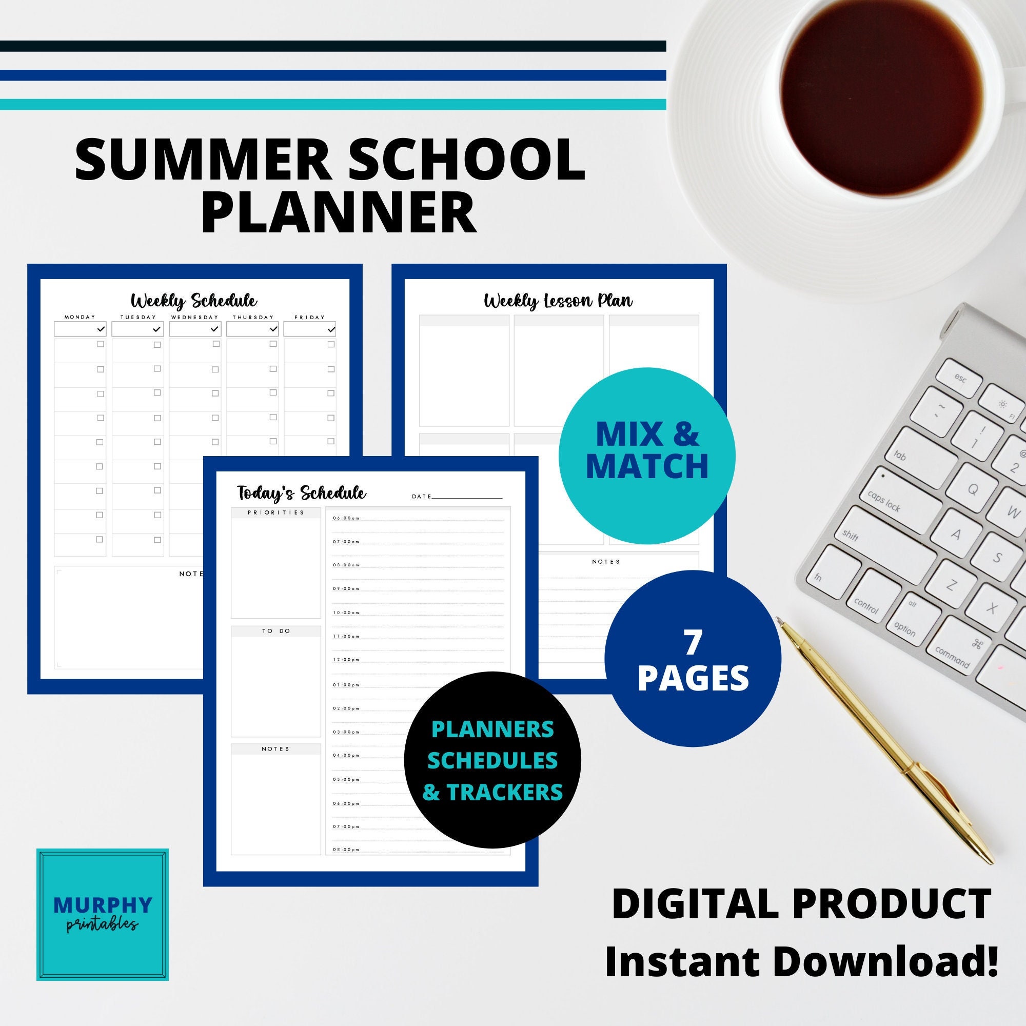Summer School Planner for Kids Undated Printable Homeschool Daily ...