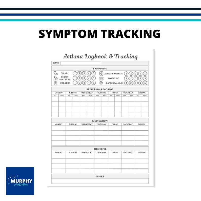 Printable Asthma Planner, Digital Asthma Tracker and Journal, Asthma ...