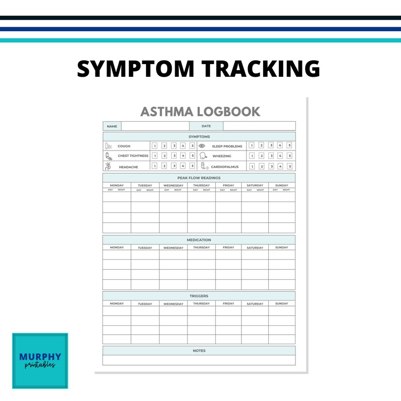 Asthma Tracking Printable | Symptom Journal | Medication Log ...