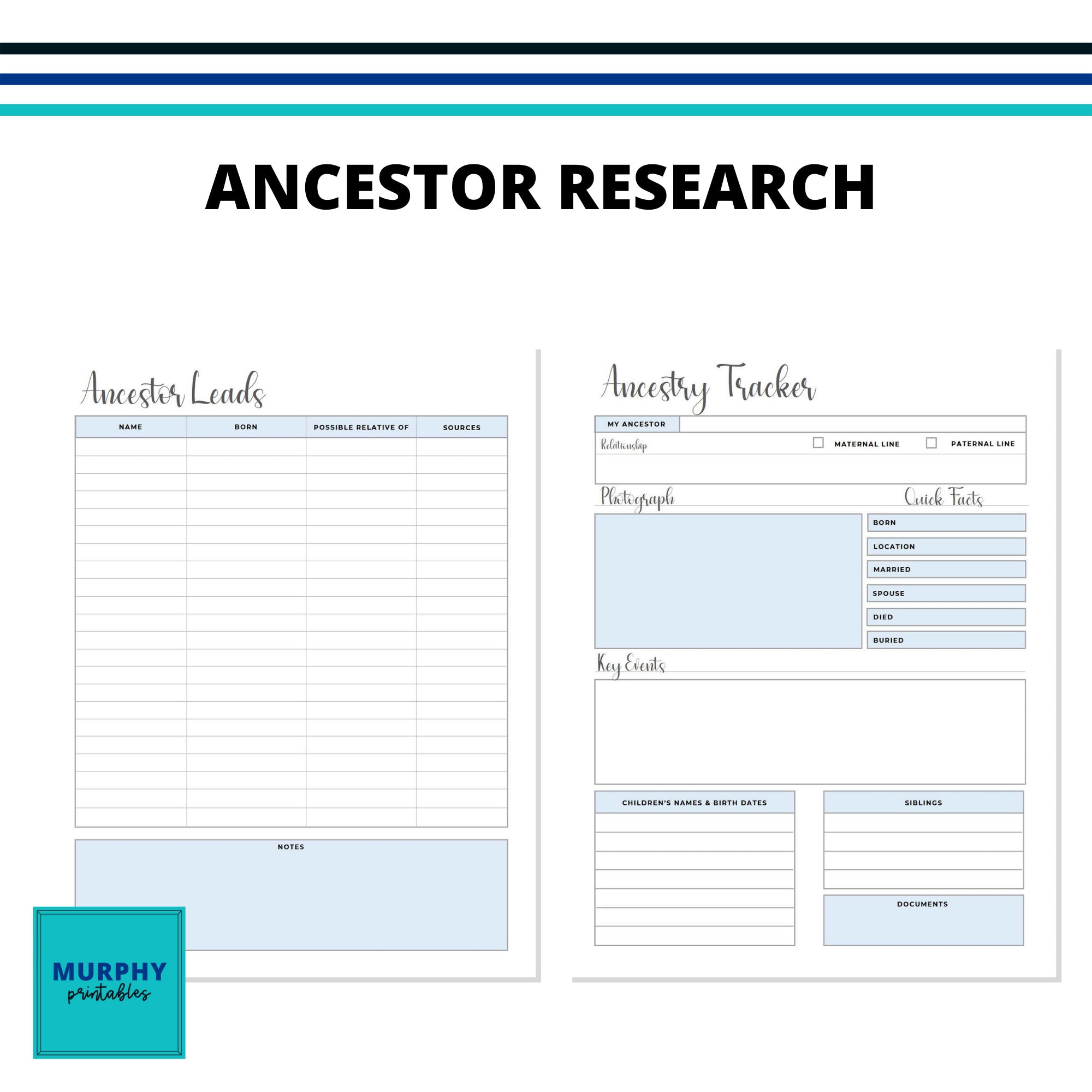 Family Tree Printable | Family History Ancestry Tracker | Ancestor ...