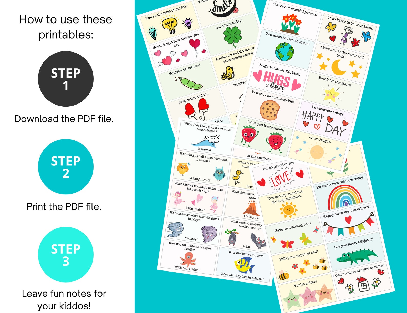 Printable Lunch Box Notes for Kids Printable Lunchbox Cards - Etsy