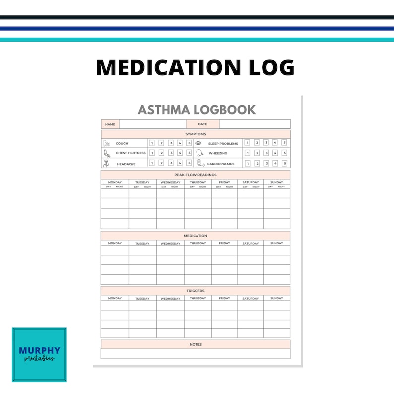 Printable Asthma Planner, Asthma Tracker, Asthma Journal, Asthma ...