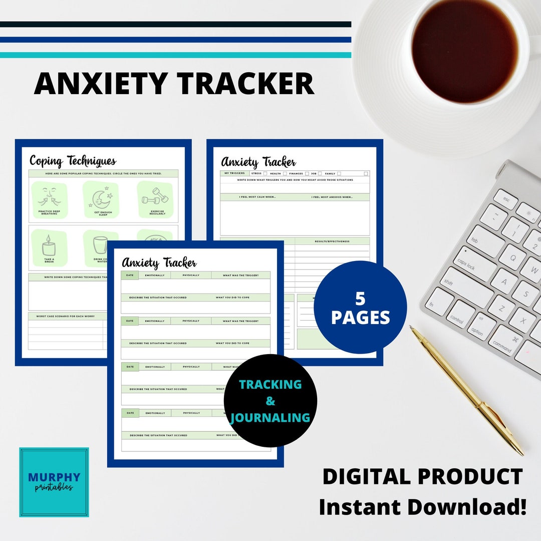 Anxiety Tracking Printable Anxiety Journal Self Care Wellness ...
