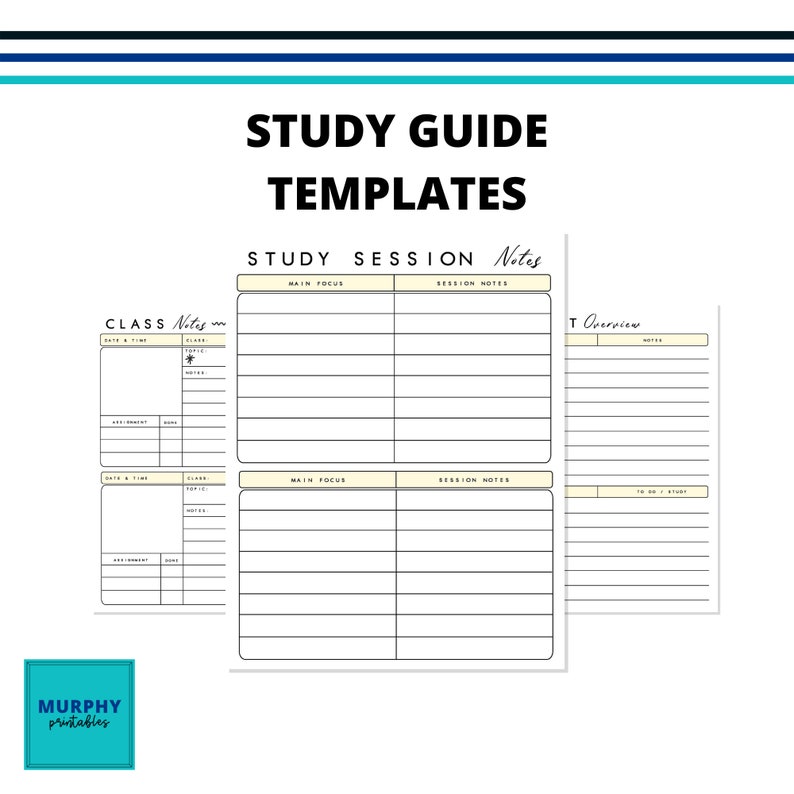 Printable Note Pages, Class Note Template, Study Guide Template, Back ...