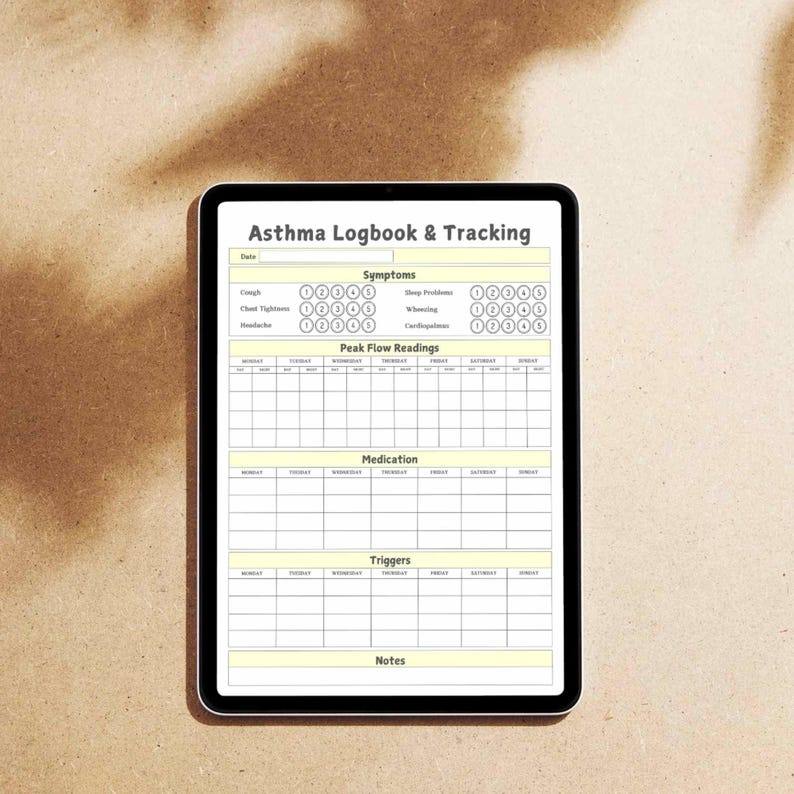 Asthma Tracking Printable, Symptom Journal, Medication Log, Situational ...