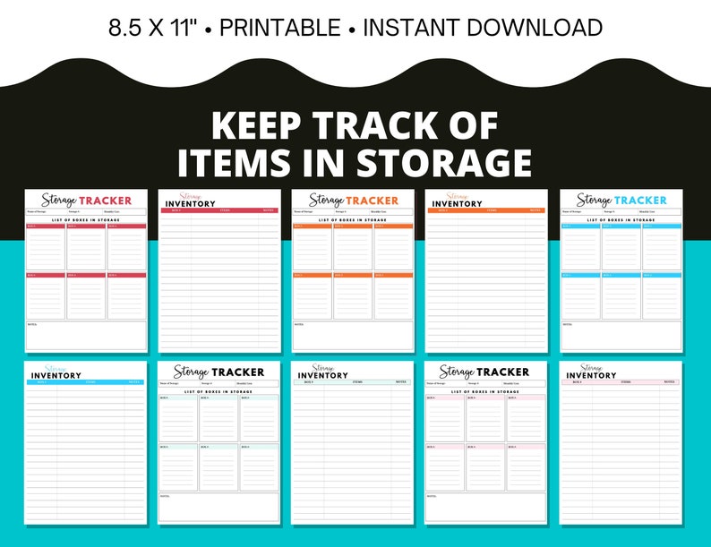Printable Storage Tracker, Household Inventory Pages for Home Binder ...