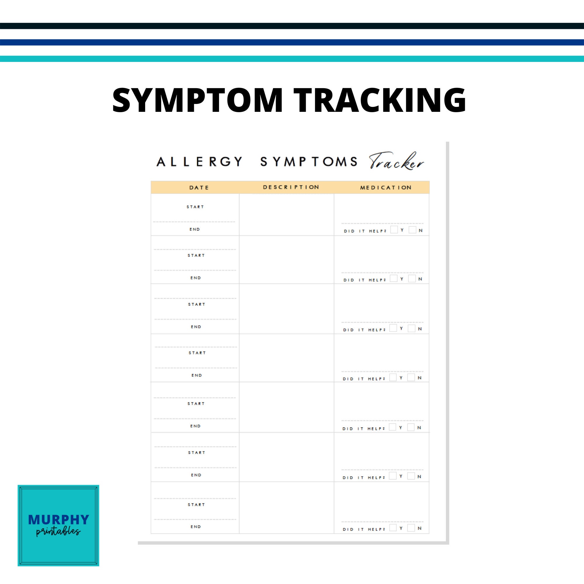 Printable Allergy Symptom Tracker Medication Planner - Etsy