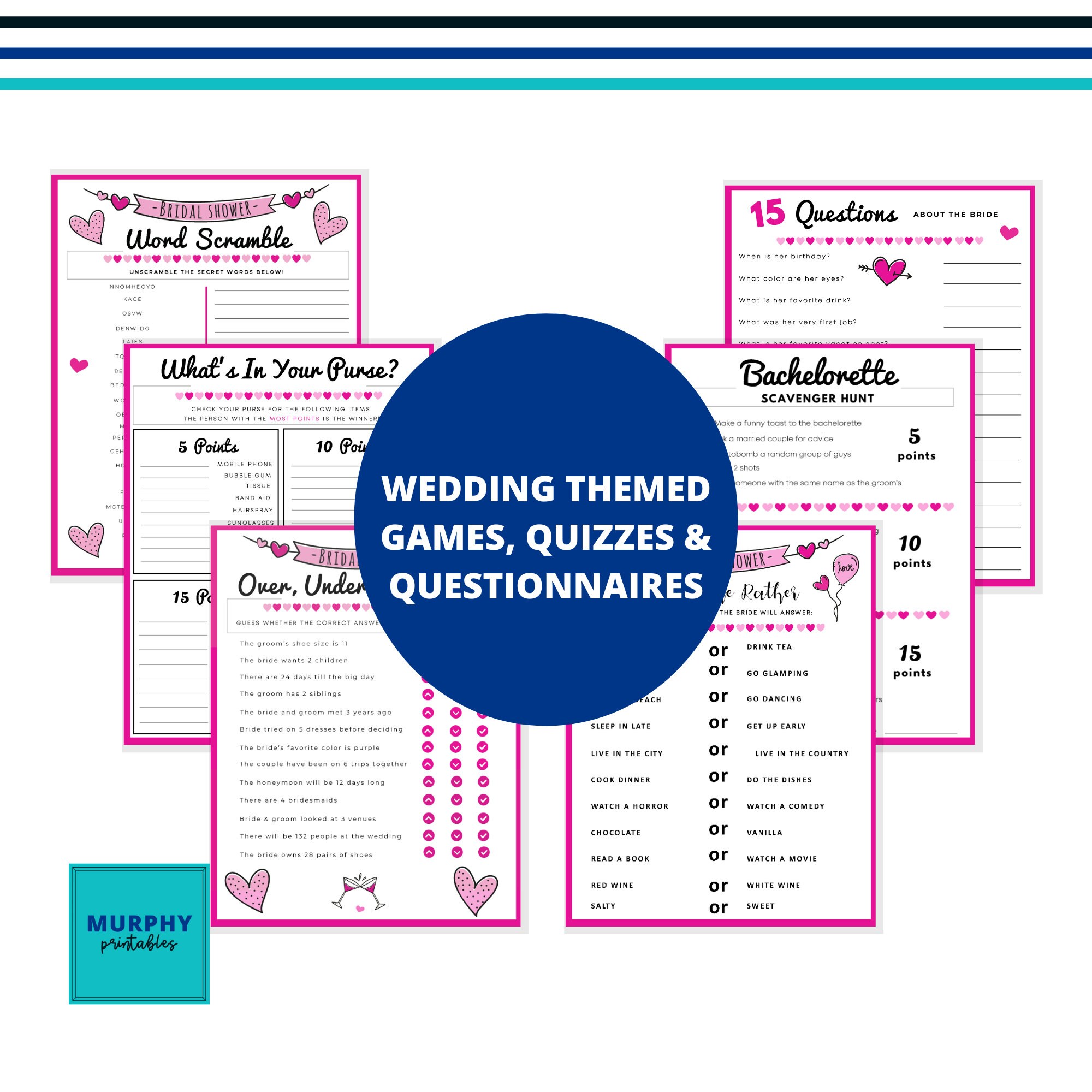 Printable Bridal Shower Game Planner Wedding Shower Games Etsy