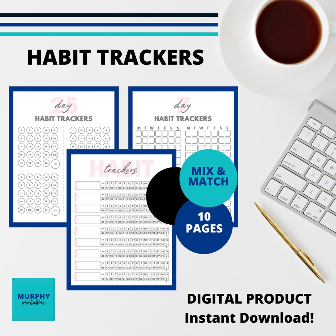 Habit Tracker Printable PDF, Goal Tracker Calendar Template, Goal ...