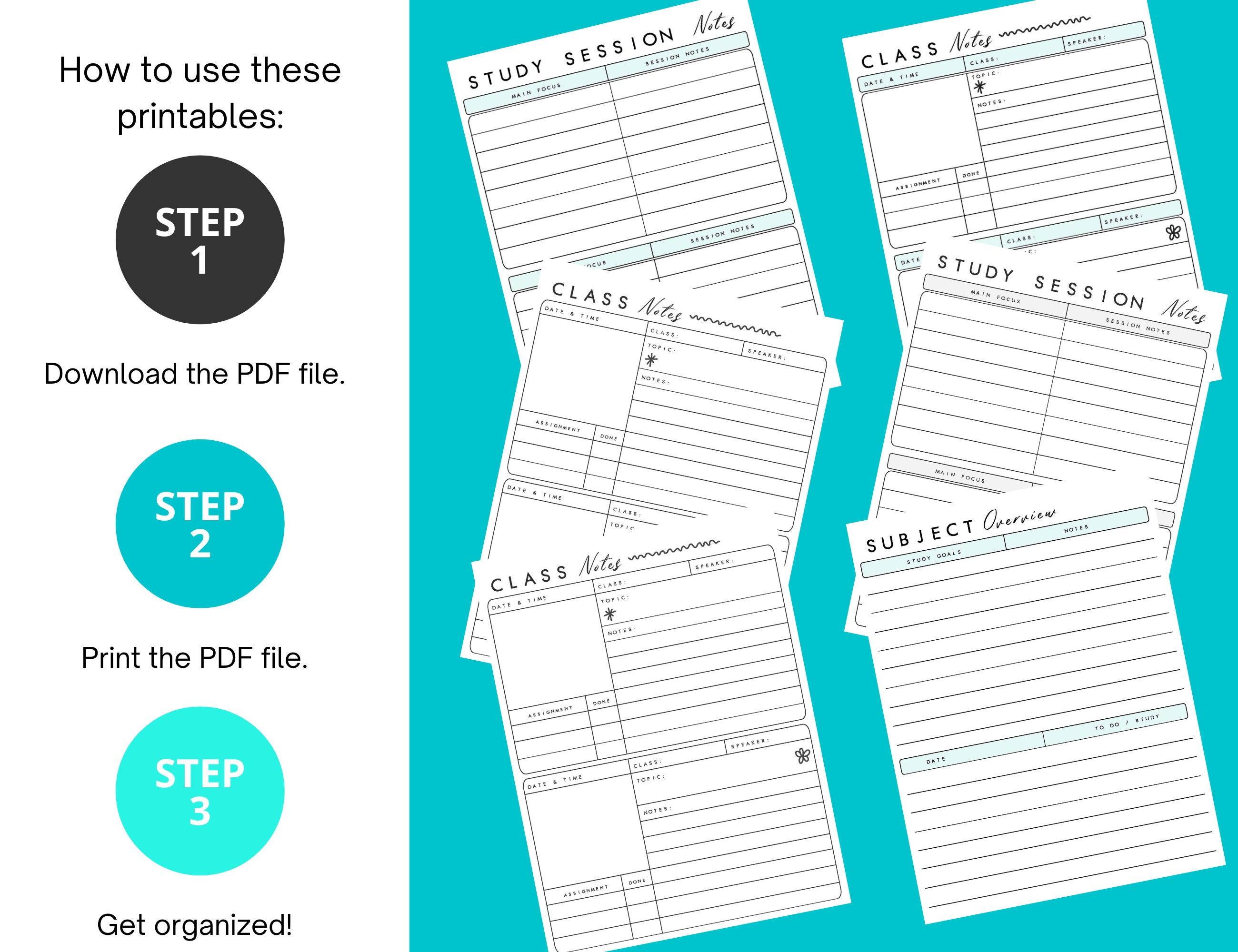 Printable Note Pages Class Note Template Study Guide - Etsy
