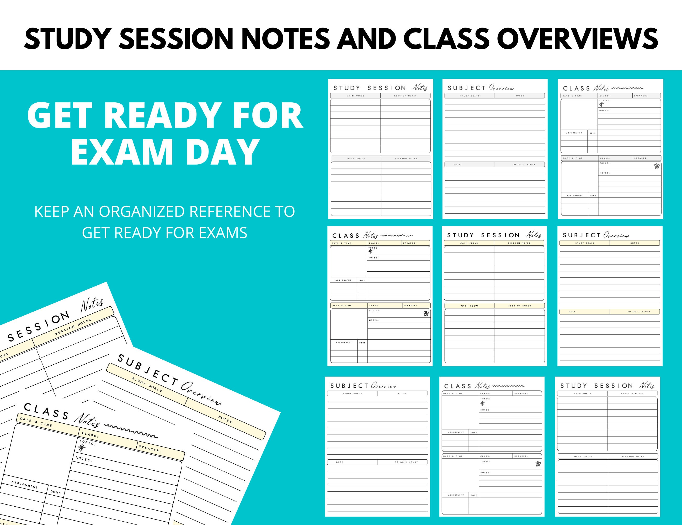 Printable Note Pages, Class Note Template, Study Guide Template, Back ...