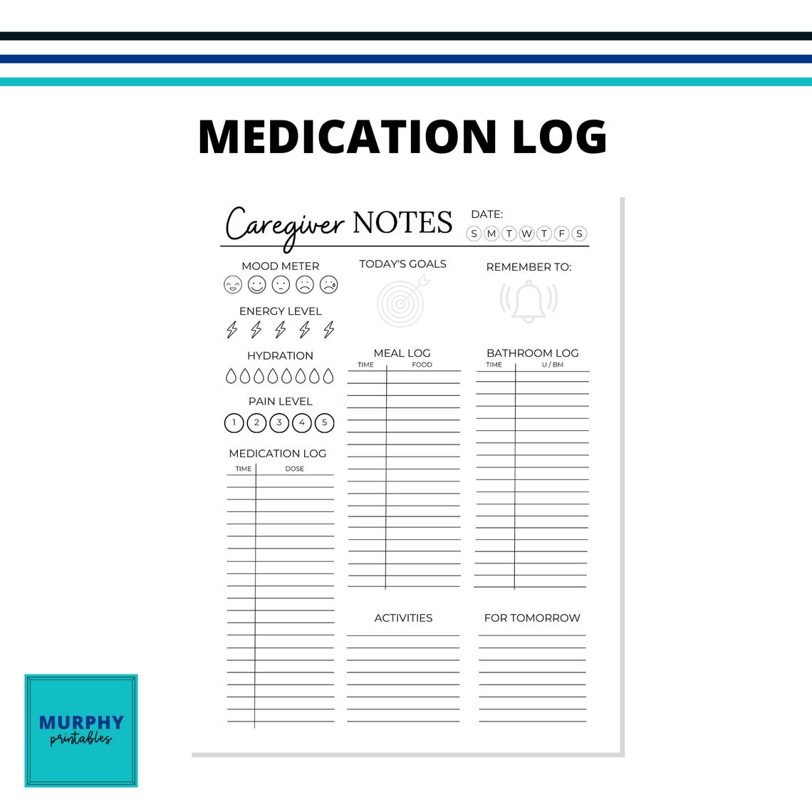 Caregiver Daily Planner Printable for Elder Care Adult Day Care Daily ...