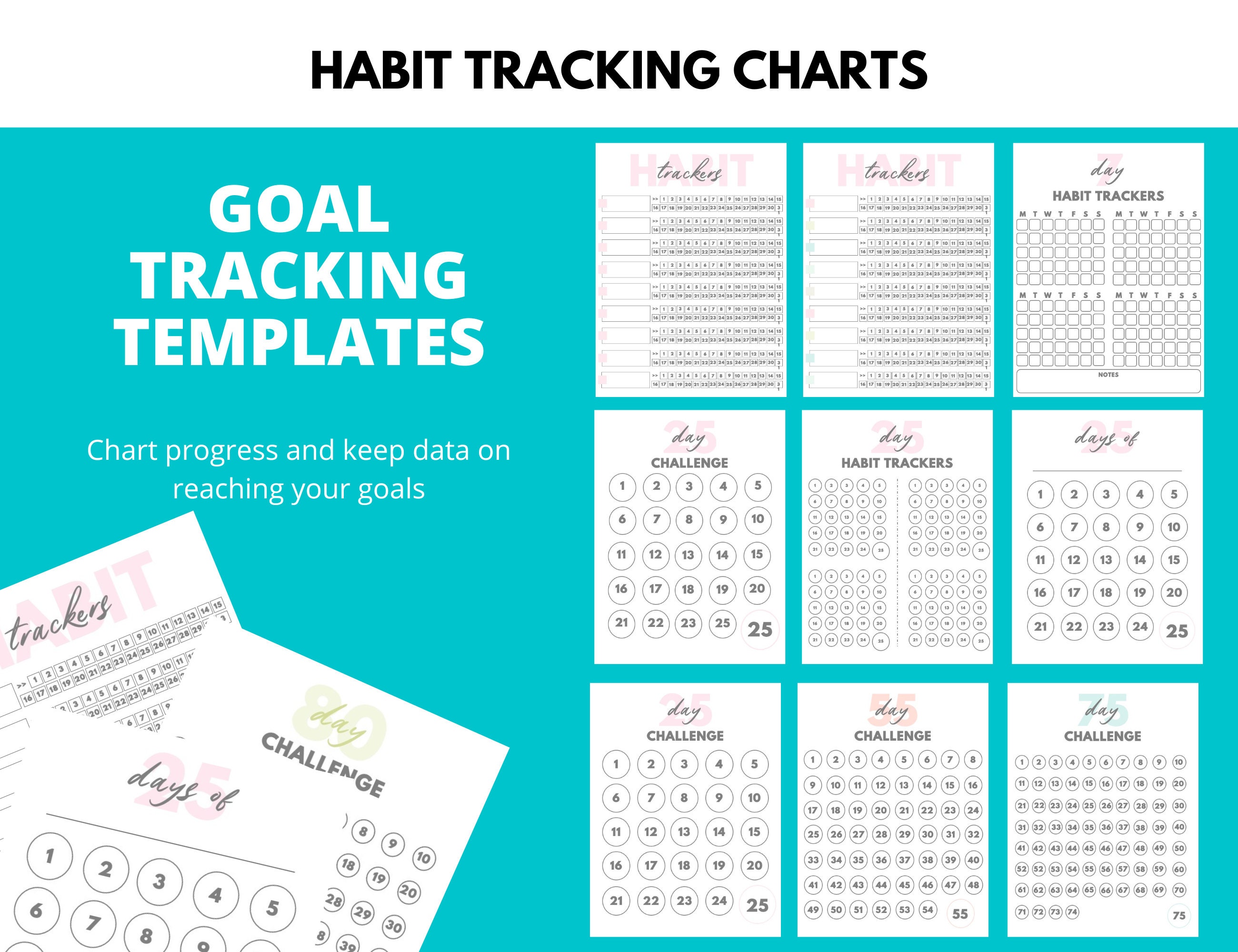 Habit Tracker Printable PDF, Goal Tracker Calendar Template, Goal ...