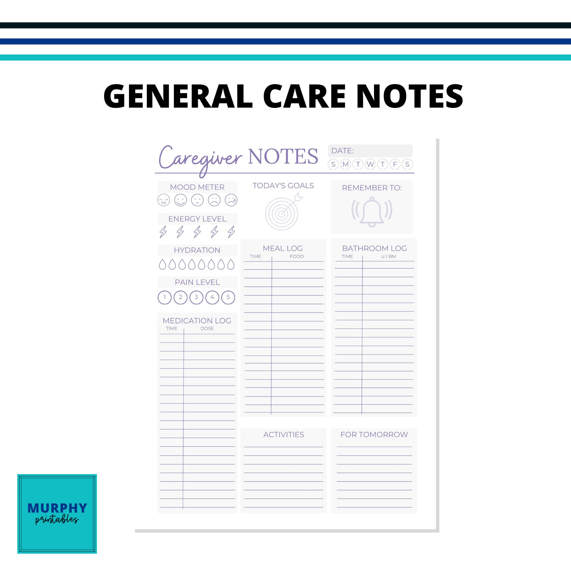 Caregiver Daily Planner Printable Bundle, Elder Care, Adult Day Care ...