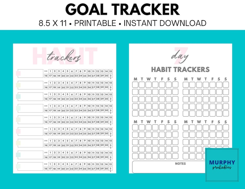 Habit Tracker Printable PDF, Goal Tracker Calendar Template, Goal ...