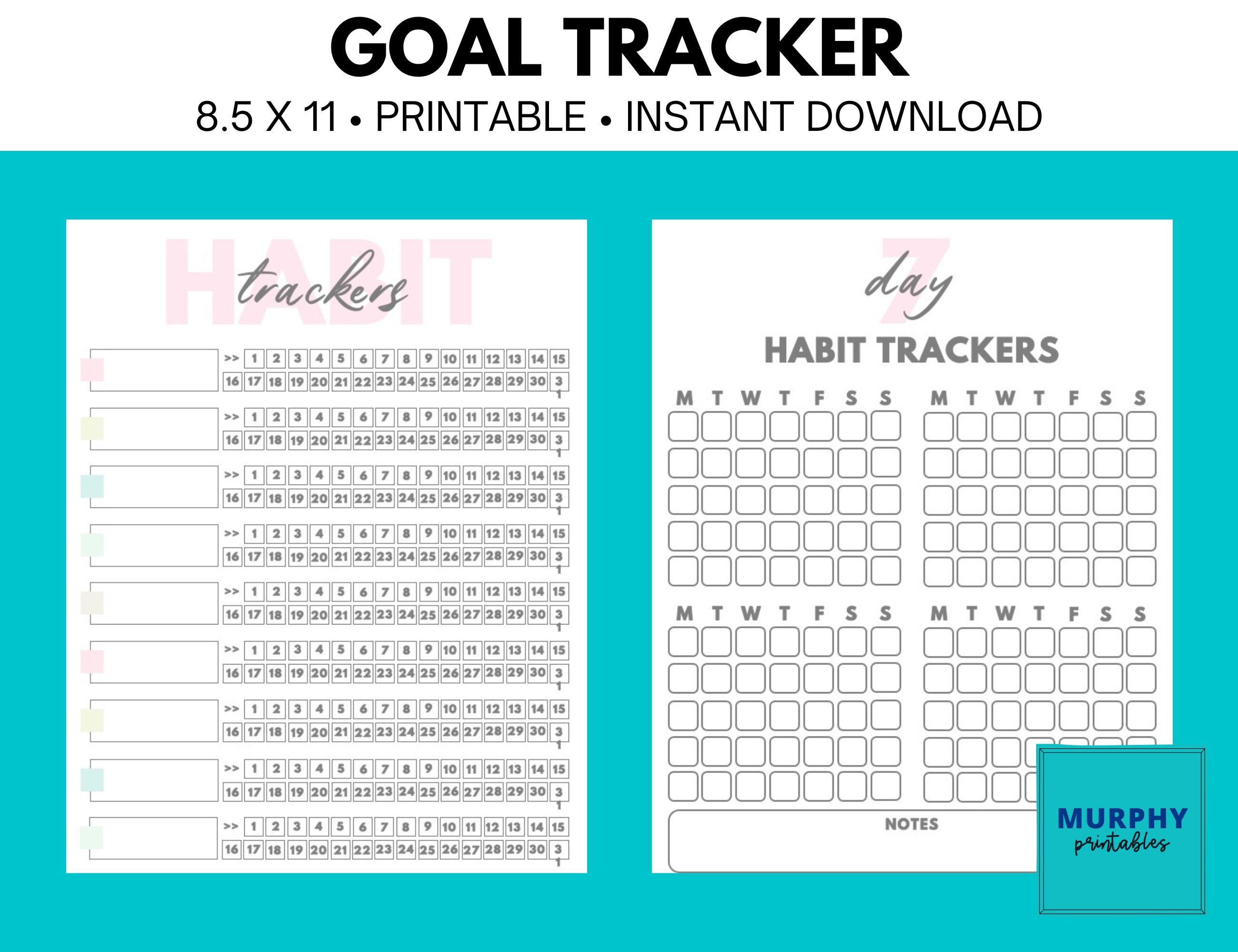 Habit Tracker Printable PDF, Goal Tracker Calendar Template, Goal ...