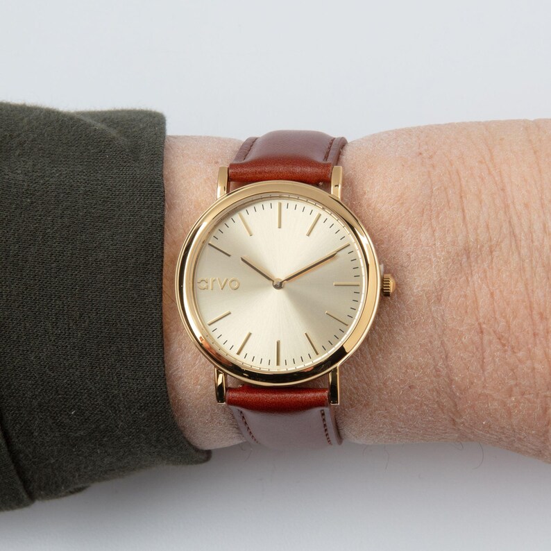 Arvo Gold Time Sawyer Watch Brown Leather - Etsy