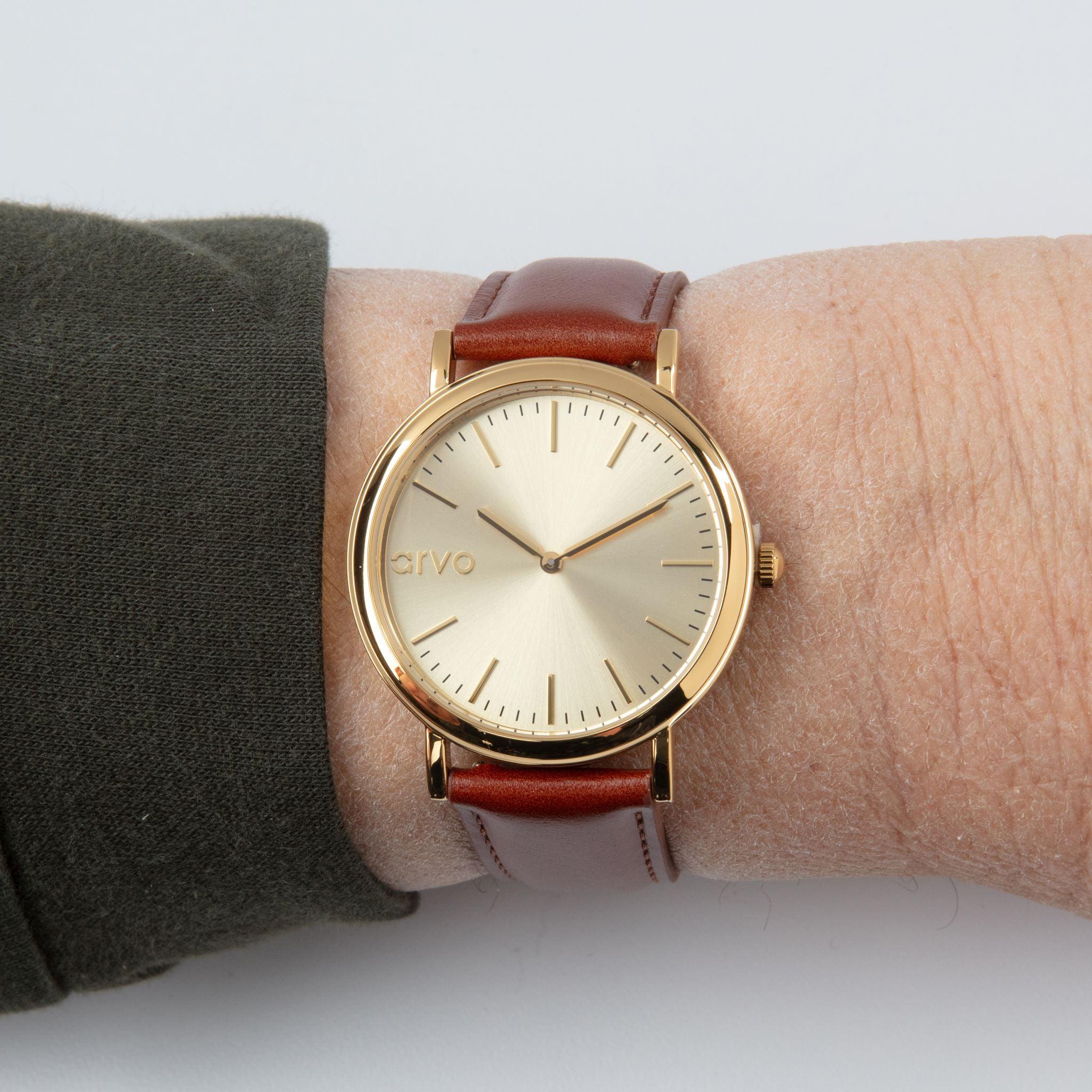 Arvo Gold Time Sawyer Watch Brown Leather - Etsy