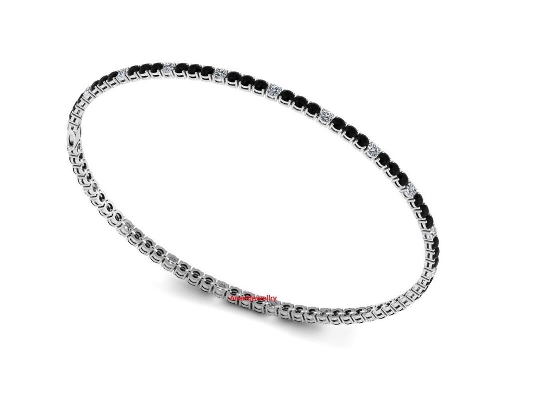 3 Mm Black Diamond Tennis Bracelet 925 Silver For Women Aaa Diamond Cut