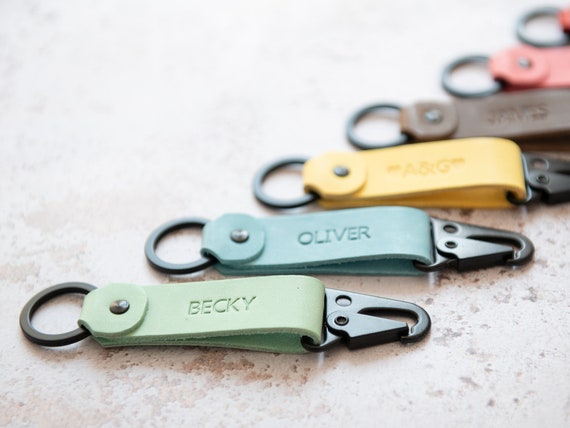 Leather Carabiner Keychain Tactical Key Fob Military Spring - Etsy