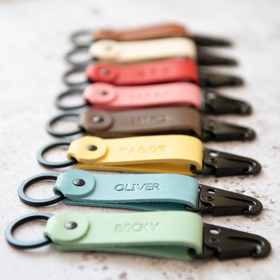Leather Carabiner Keychain Tactical Key Fob Military Spring - Etsy