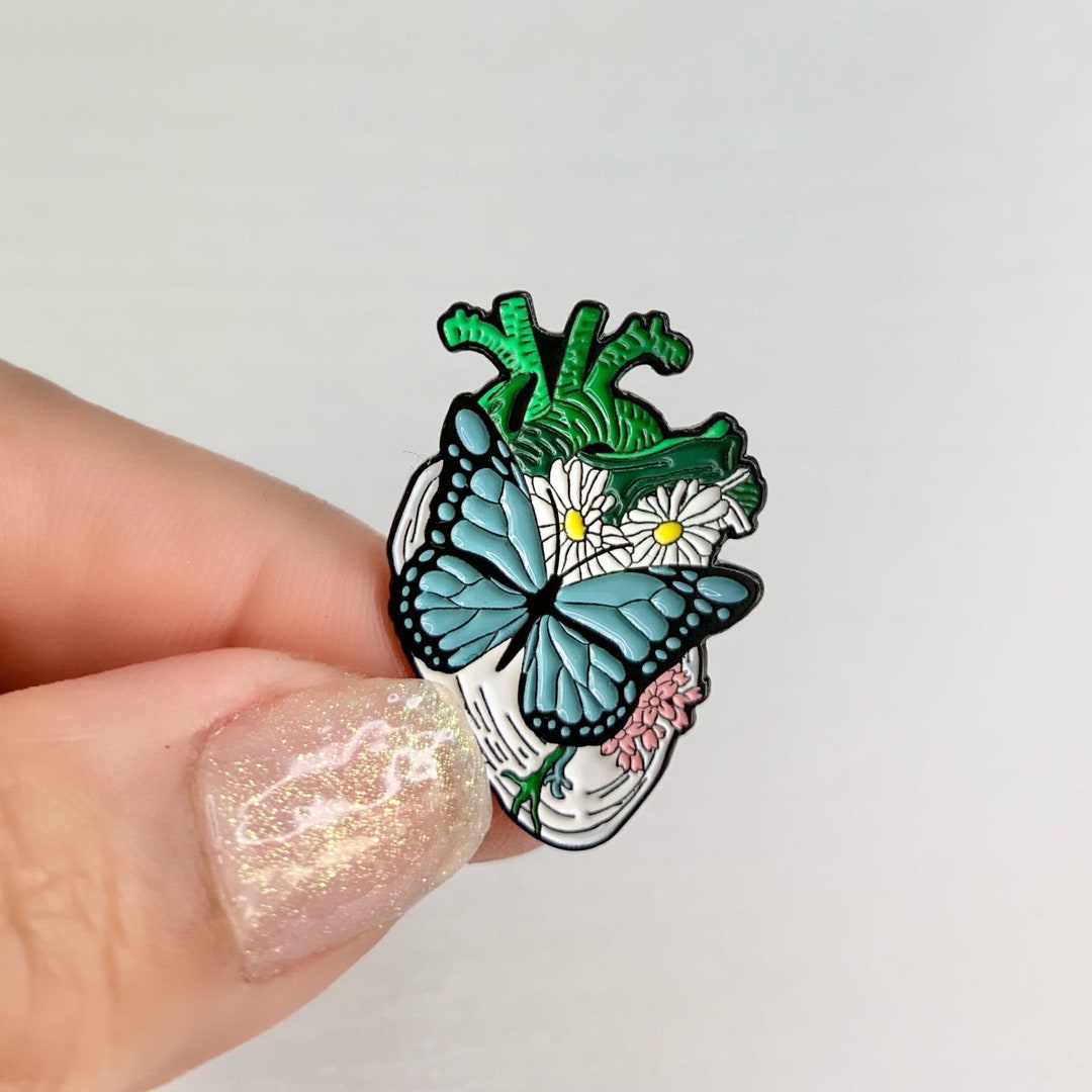 Anatomical Heart | Floral Heart | Enamel Lapel Pin | Badge Pin - Etsy