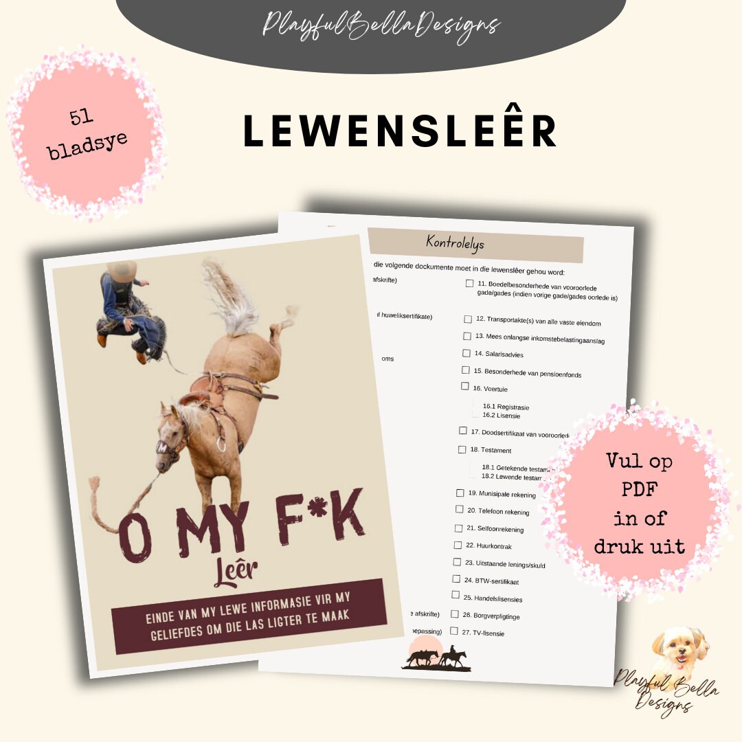 End of Life Planner Afrikaans lewensleêr Einde Van Lewe - Etsy