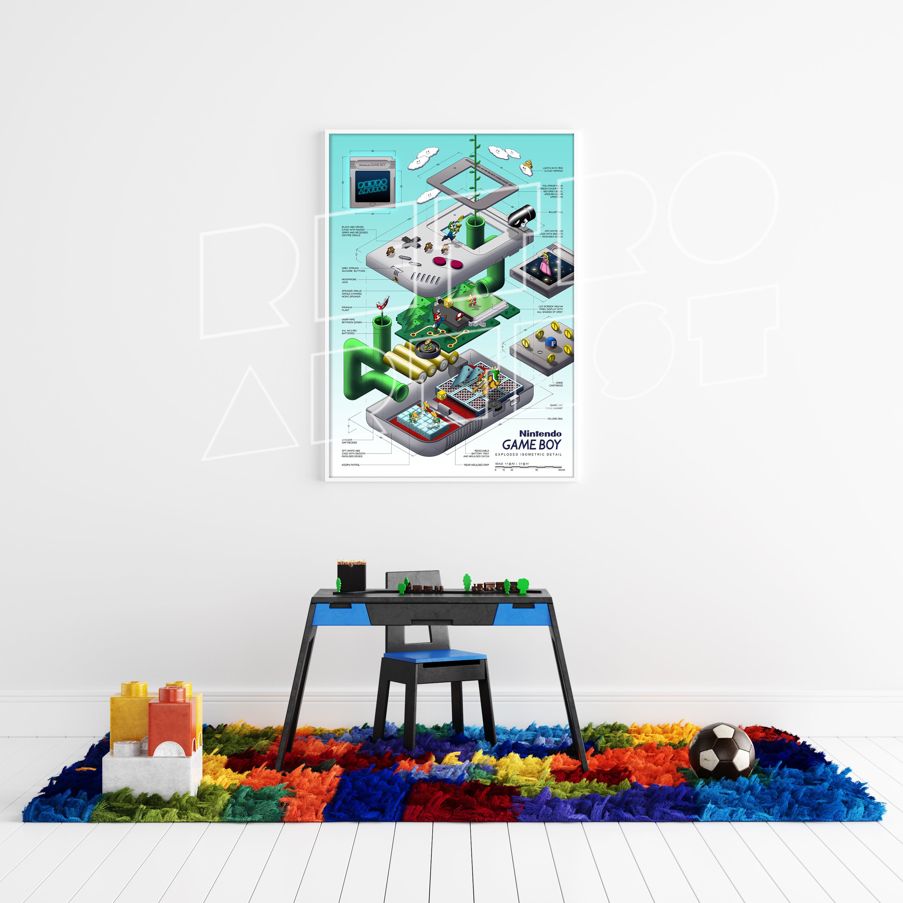 Game Boy Inspired Technical Drawing Artwork Print at Home. - Etsy UK