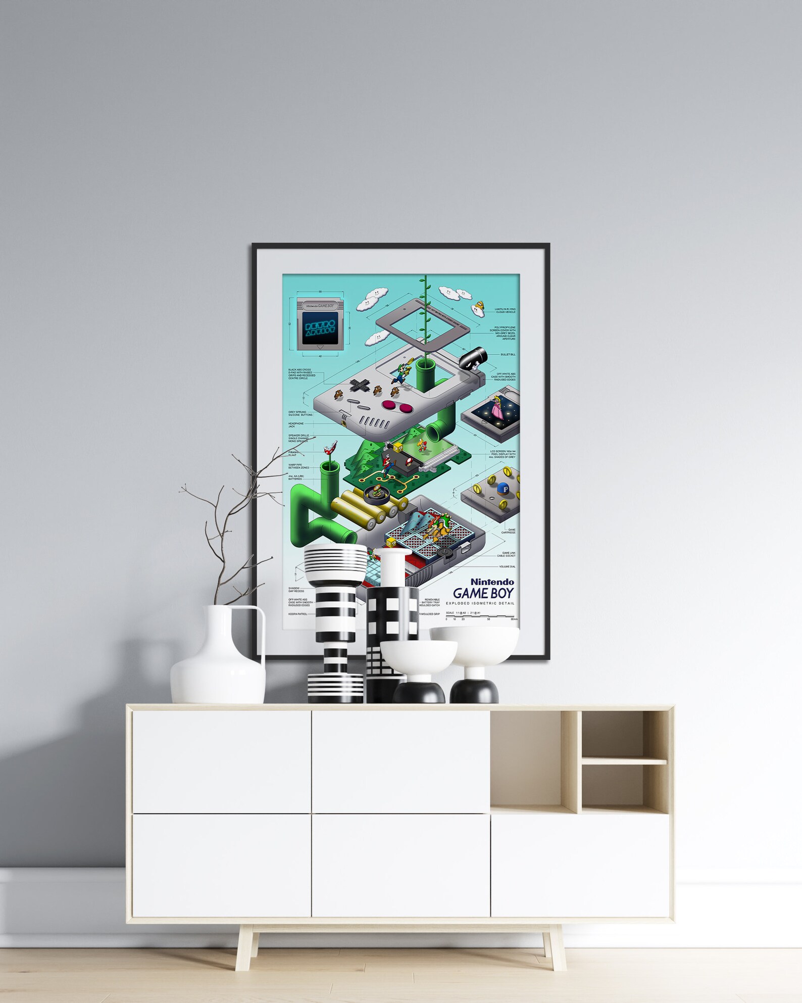 Game Boy Inspired Technical Drawing Artwork Print at Home. | Etsy UK