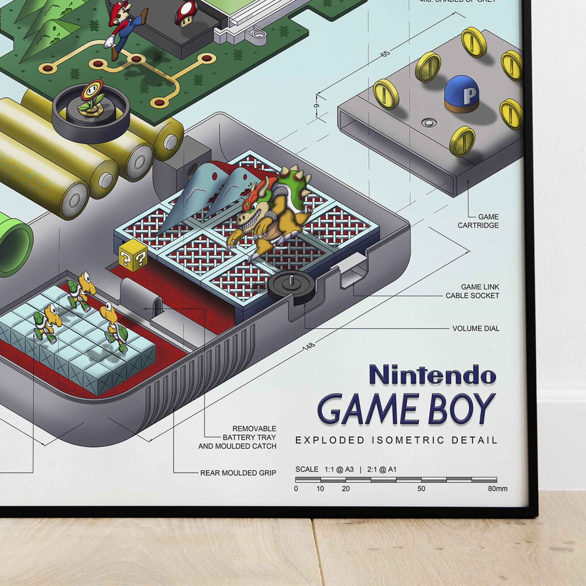 Game Boy Inspired Technical Drawing Artwork Print at Home. | Etsy UK