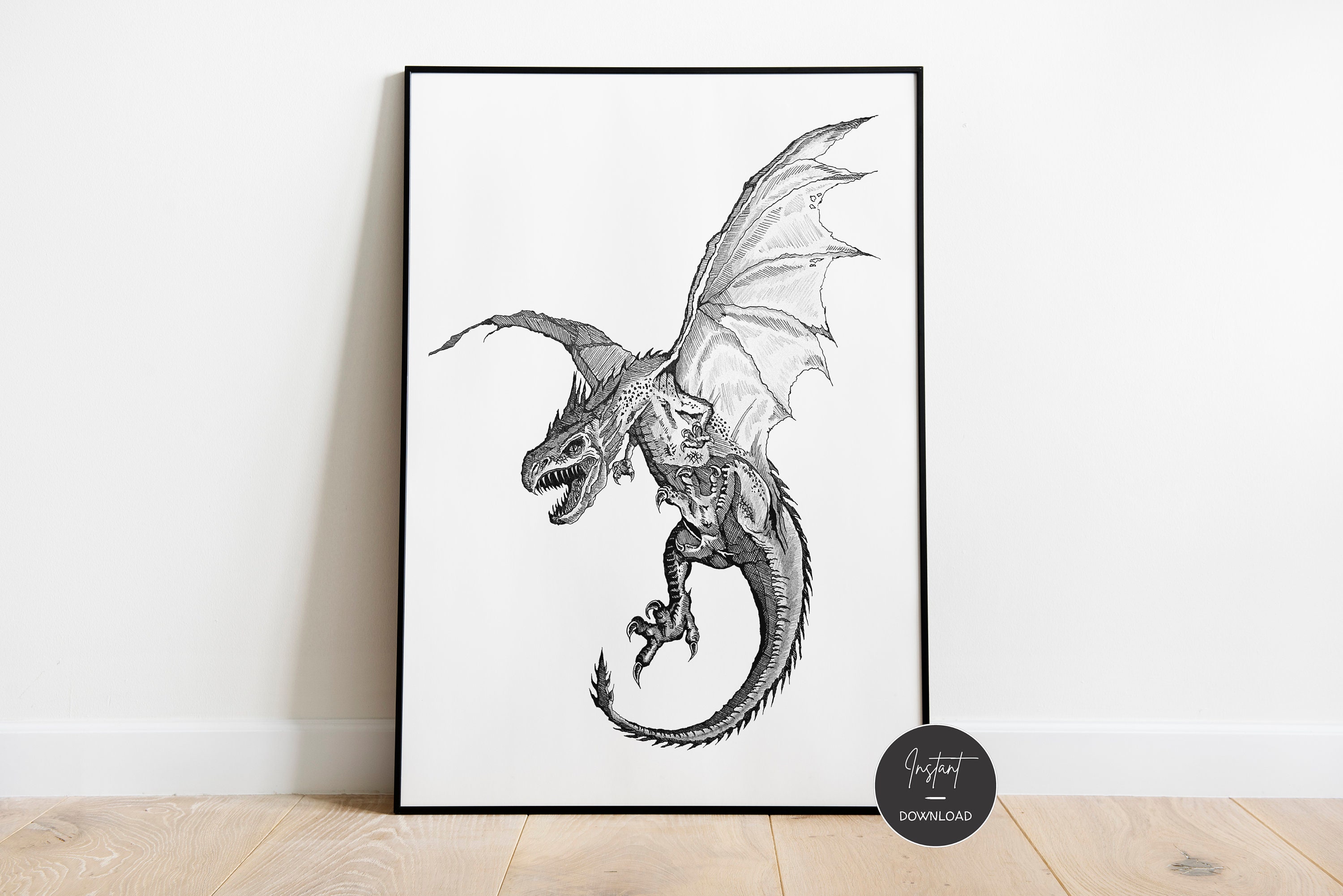 Sitting Dragon Drawing