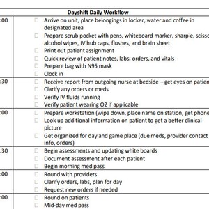 Dayshift Nurse Schedule - Etsy