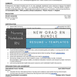 New Grad RN Bundle - Resume + Templates - Etsy