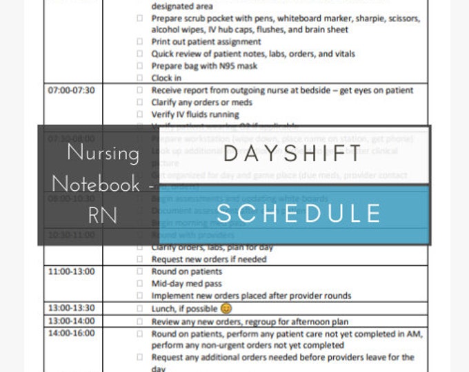 Dayshift Nurse Schedule - Etsy