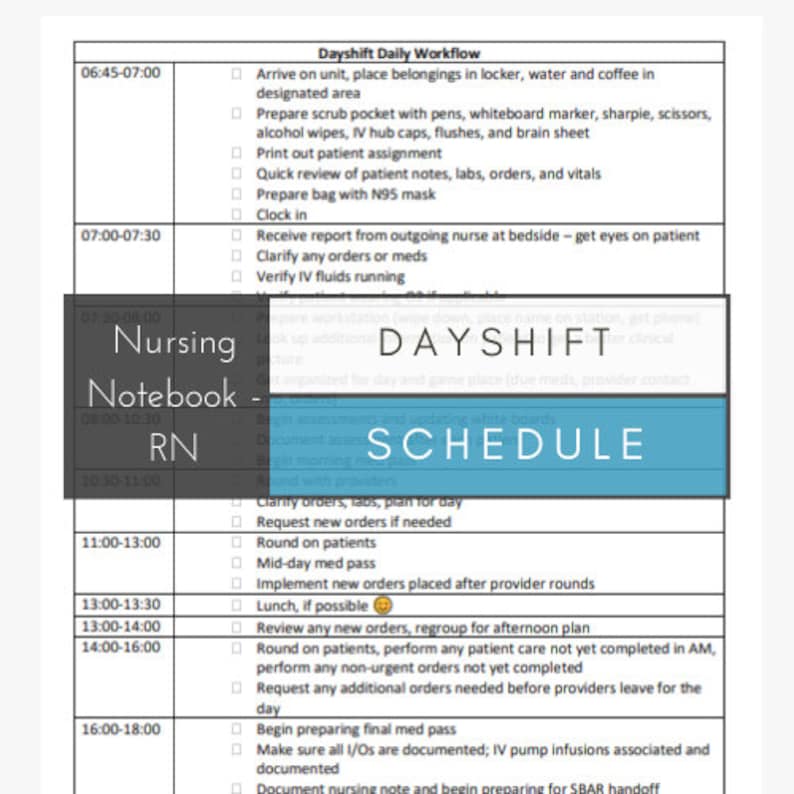 Dayshift Nurse Schedule - Etsy