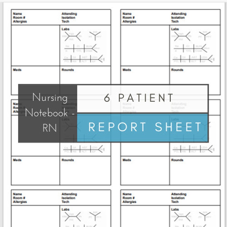 6 Patient Report Sheet - Etsy
