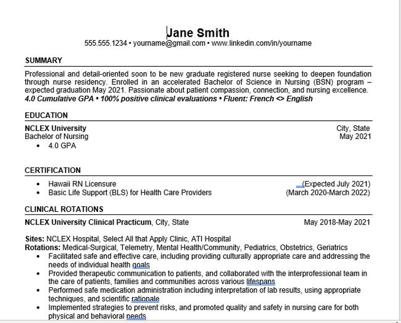 New Grad RN Bundle - Resume + Templates - Etsy