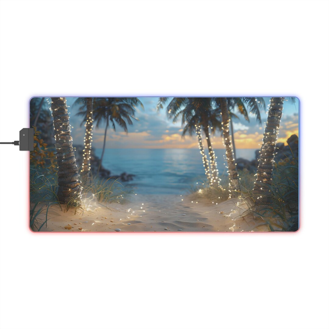 Tropical LED Gaming Mouse Pad, Beach Theme Desk Mat, RGB Gaming ...