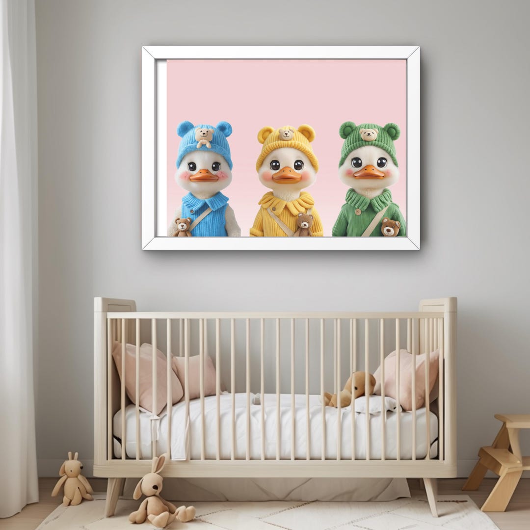 Cute Duck Trio Art - Kawaii Duck Wall Art - Aesthetic Animal Print ...