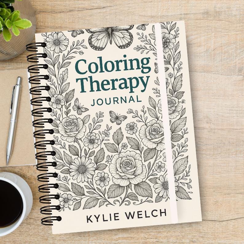 Coloring Therapy Journal – Printable Mindfulness Coloring Book, Floral ...