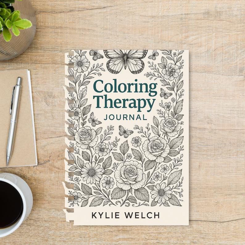 Coloring Therapy Journal – Printable Mindfulness Coloring Book, Floral ...