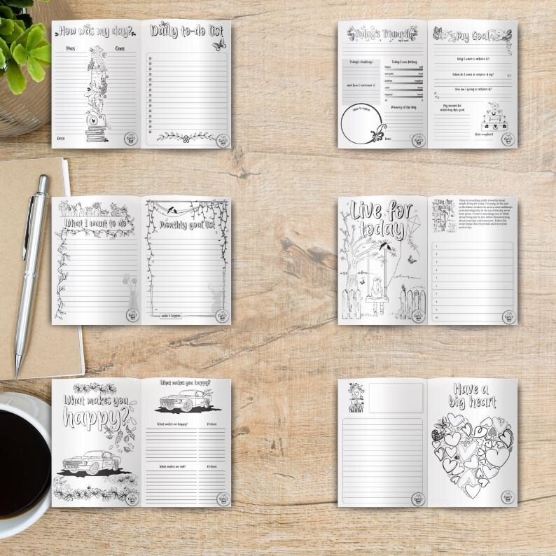Coloring Therapy Journal – Printable Mindfulness Coloring Book, Floral ...