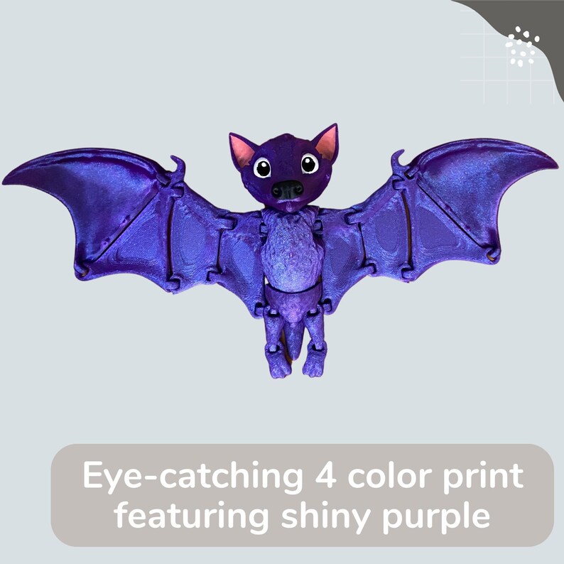 3D Printed Purple Bat: Flapping Wings, Desk Pet Fidget Toy - Etsy