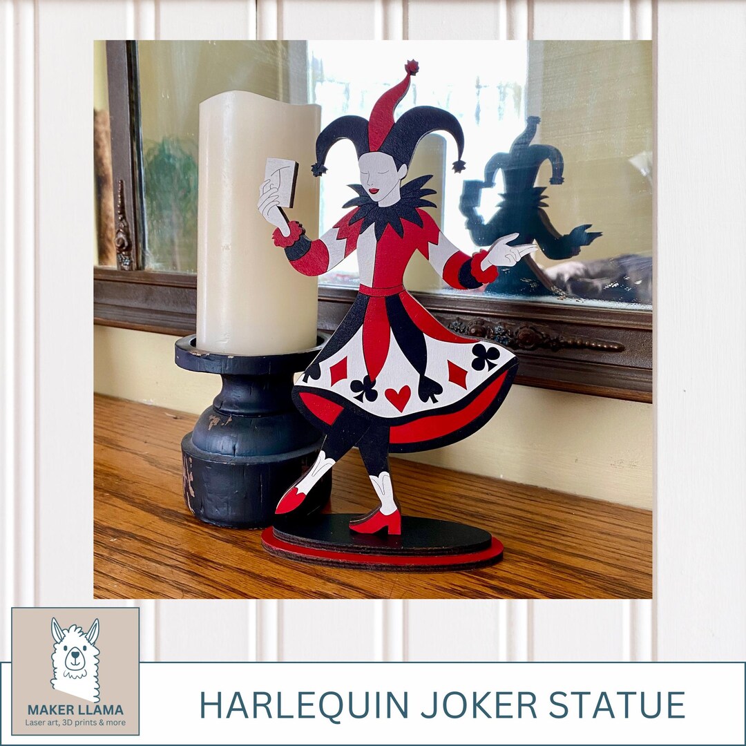 Harlequin Joker Mini Statue - Game Room Decor - Gift for Card Players ...