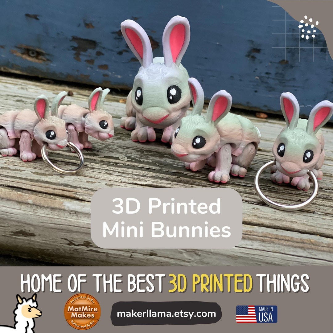 Articulated 3D Printed Mini Bunny: Fidget Desk Pet, Keyring Buddy - Etsy