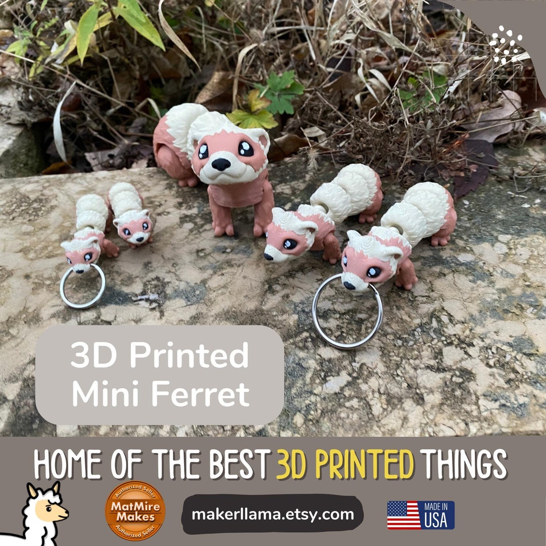 Articulated Mini Ferret Toy: 3D Printed Desk Pet, Keyring Buddy - Etsy